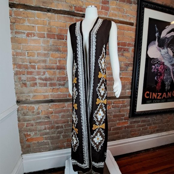 Vintage | Jackets & Coats | Vintage Boho Western Duster Vest Brown ...